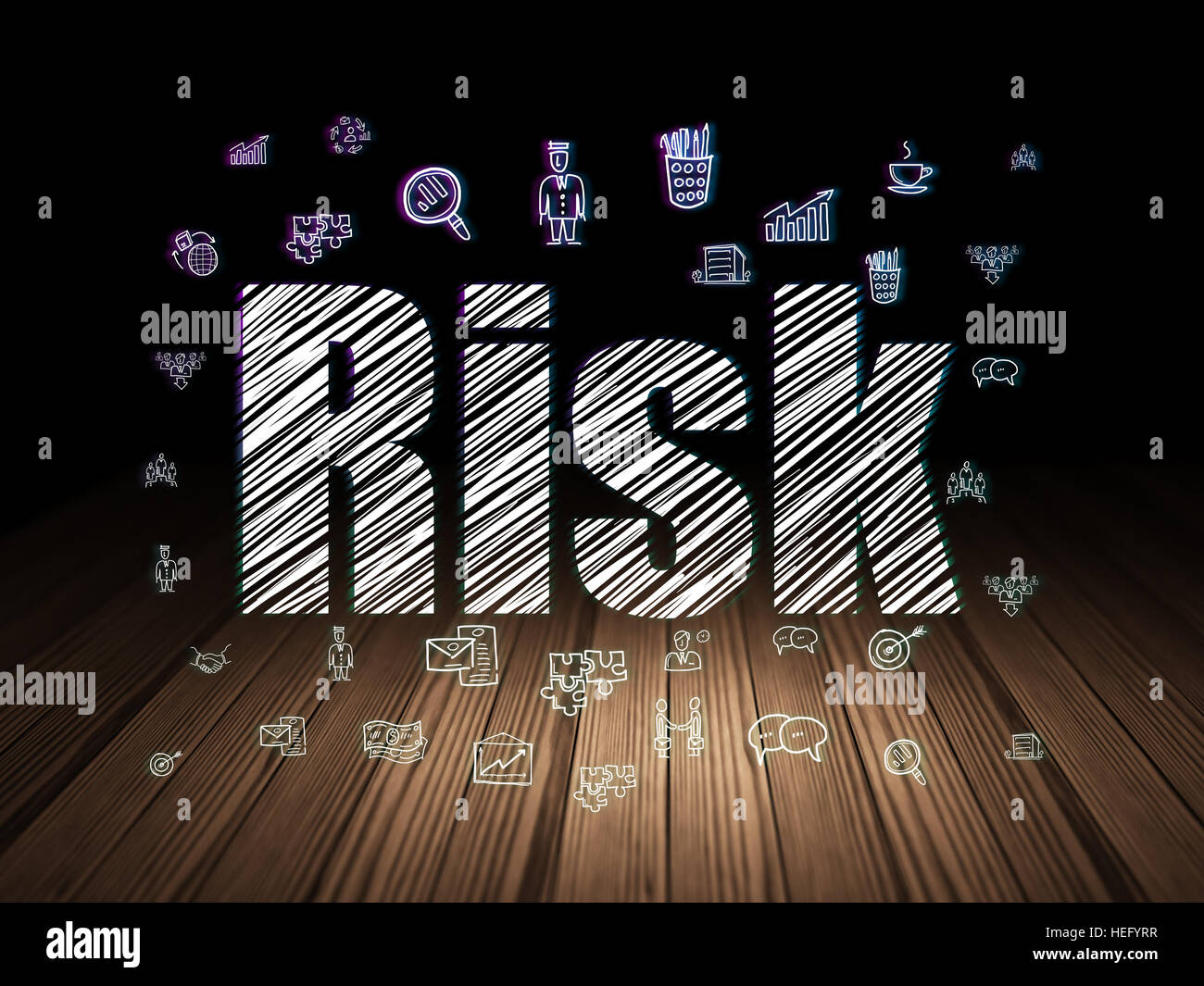 Finance concept: Risk in grunge dark room Stock Photo - Alamy