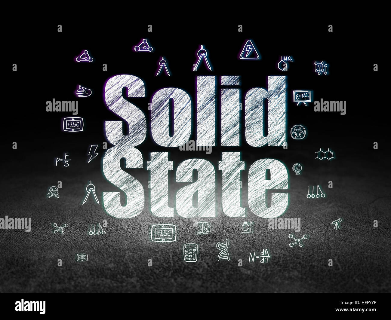 Science concept: Solid State in grunge dark room Stock Photo - Alamy