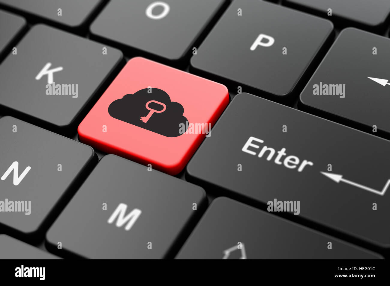 Cloud networking concept: Cloud With Key on computer keyboard ...