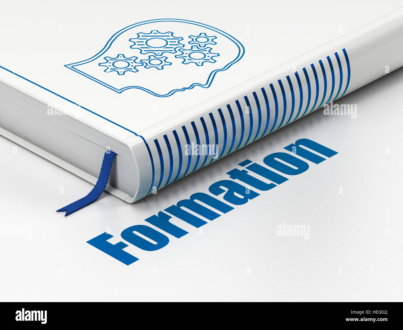 Education concept: book Head With Gears, Formation on white background ...