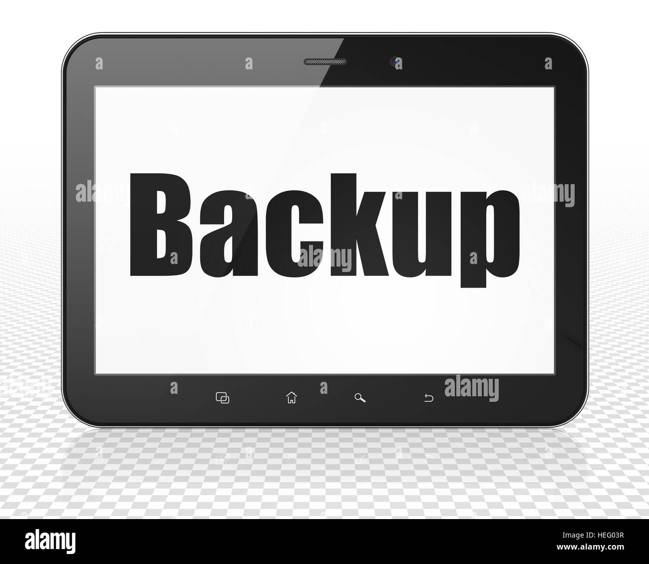 Database concept: Tablet Pc Computer with Backup on display Stock Photo ...