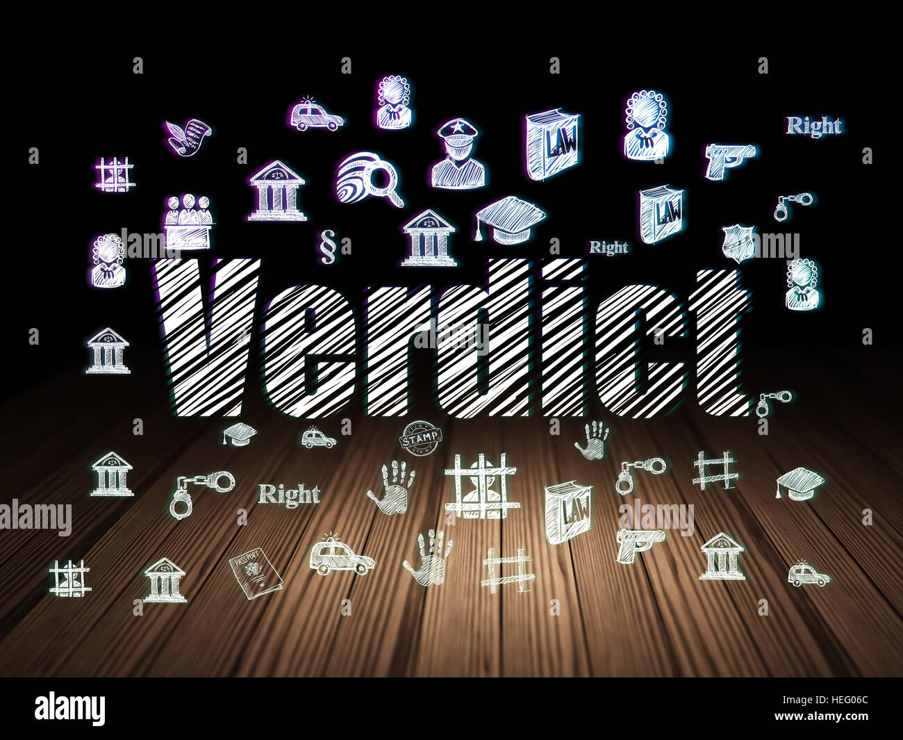 Law concept: Verdict in grunge dark room Stock Photo - Alamy