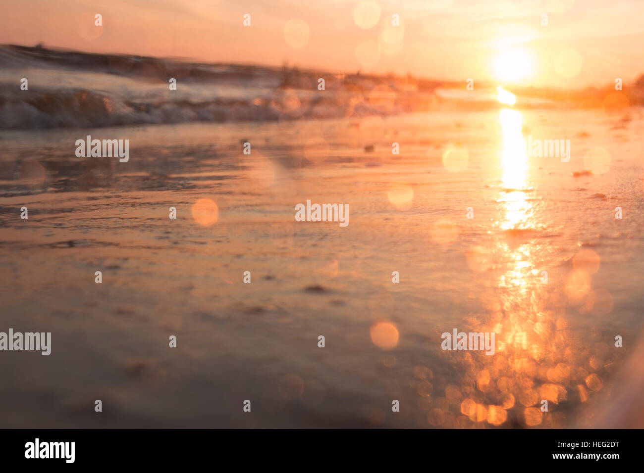 sunset and beach, blurred photo for background, beaches resorts idea ...