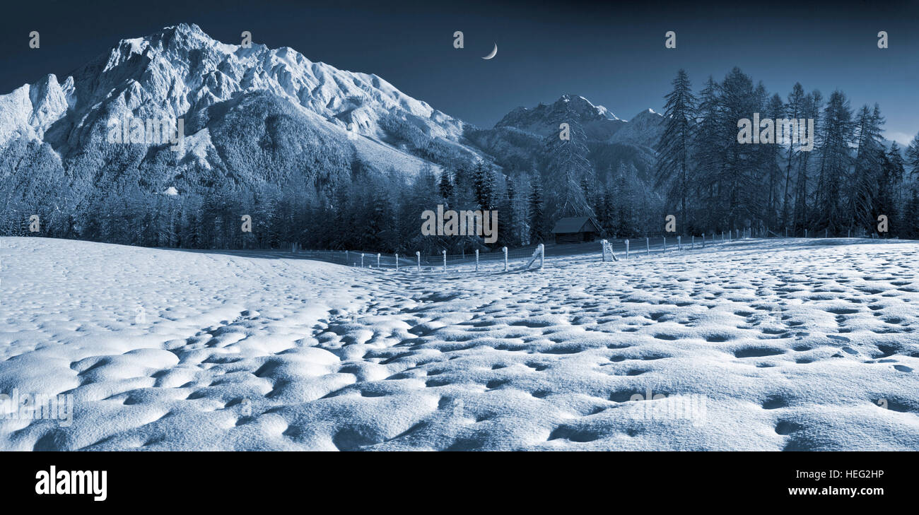 Austria, Tyrol, winter scenery in the Holzleiten Saddle (mountain pass ...