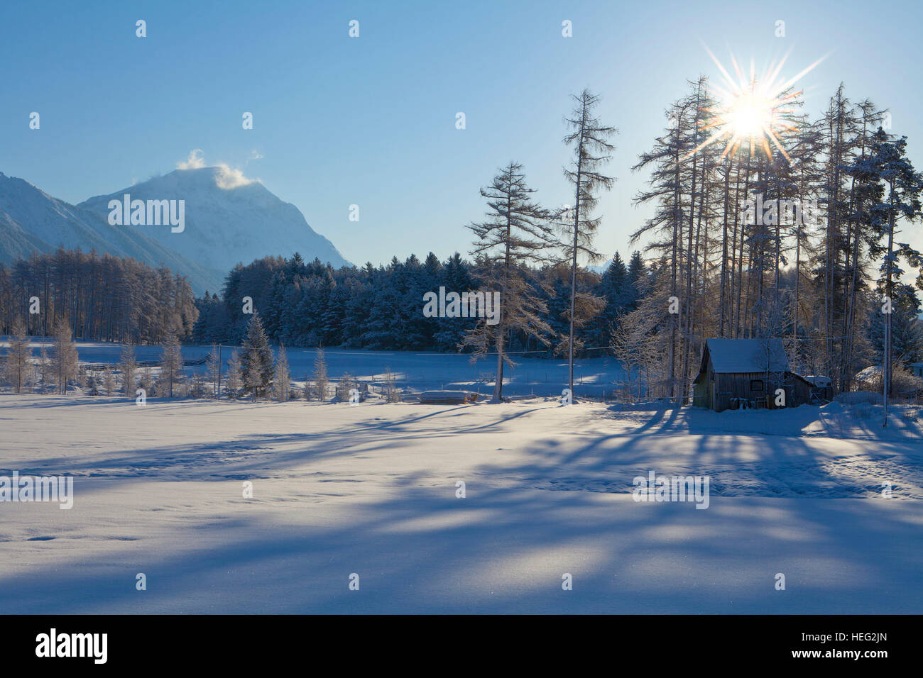Austria, Tyrol, winter morning in Obsteig Stock Photo - Alamy