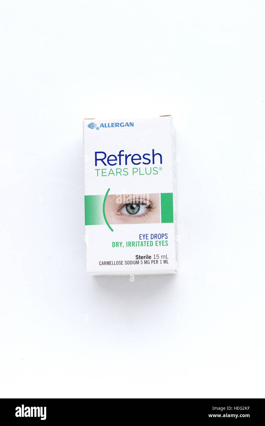 Allergan Refresh Tears Plus Eye drops isolated against white background ...
