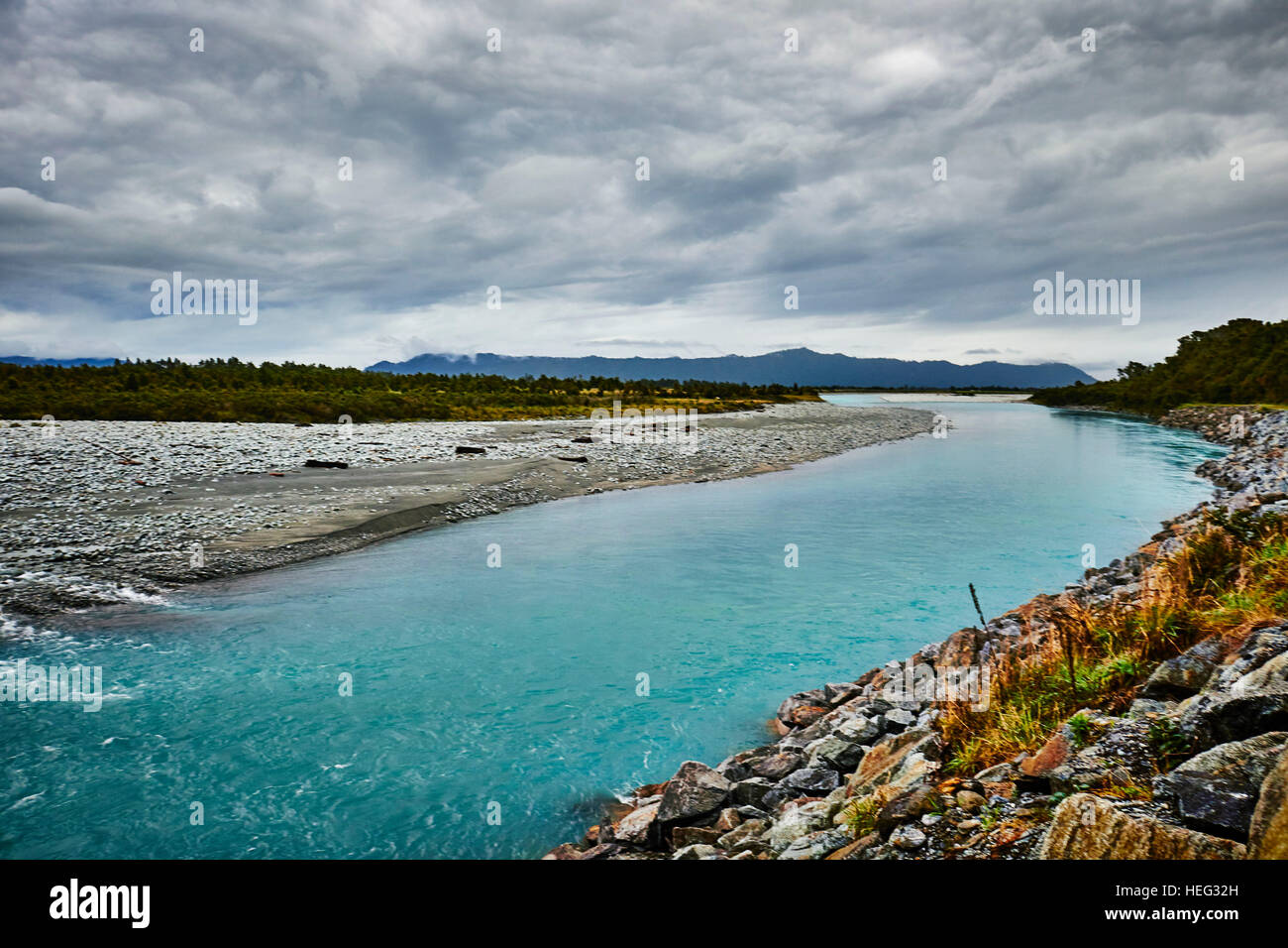 New Zealand, south island, Whataroa River Stock Photo - Alamy