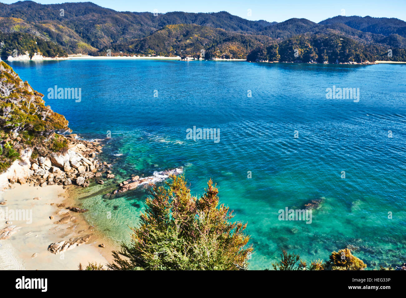 New Zealand, New Zealand, Abel Tasman National Park, blue sky, sunny ...