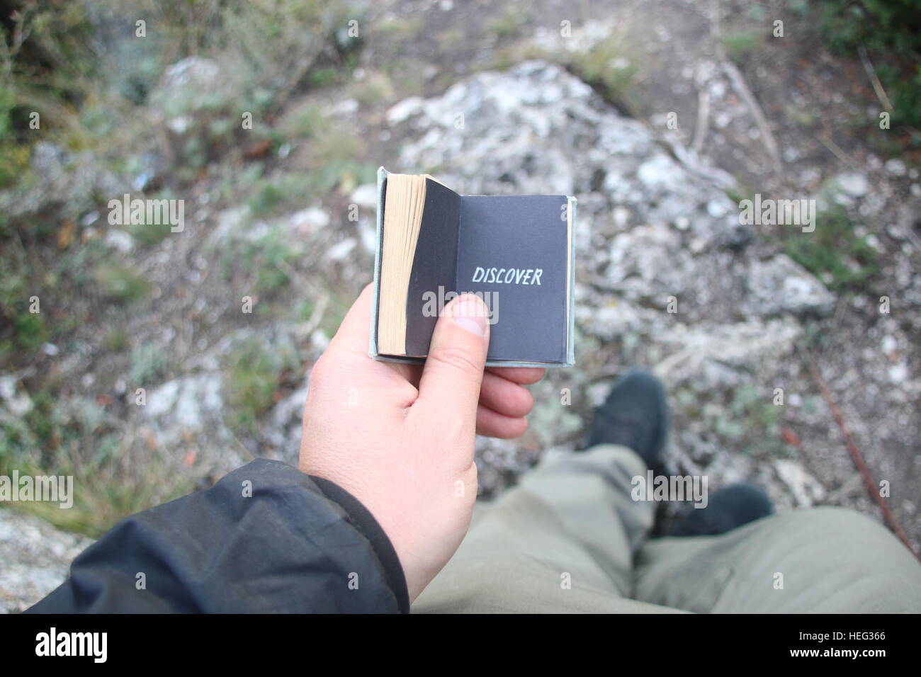 Discover concept, book with text Stock Photo - Alamy