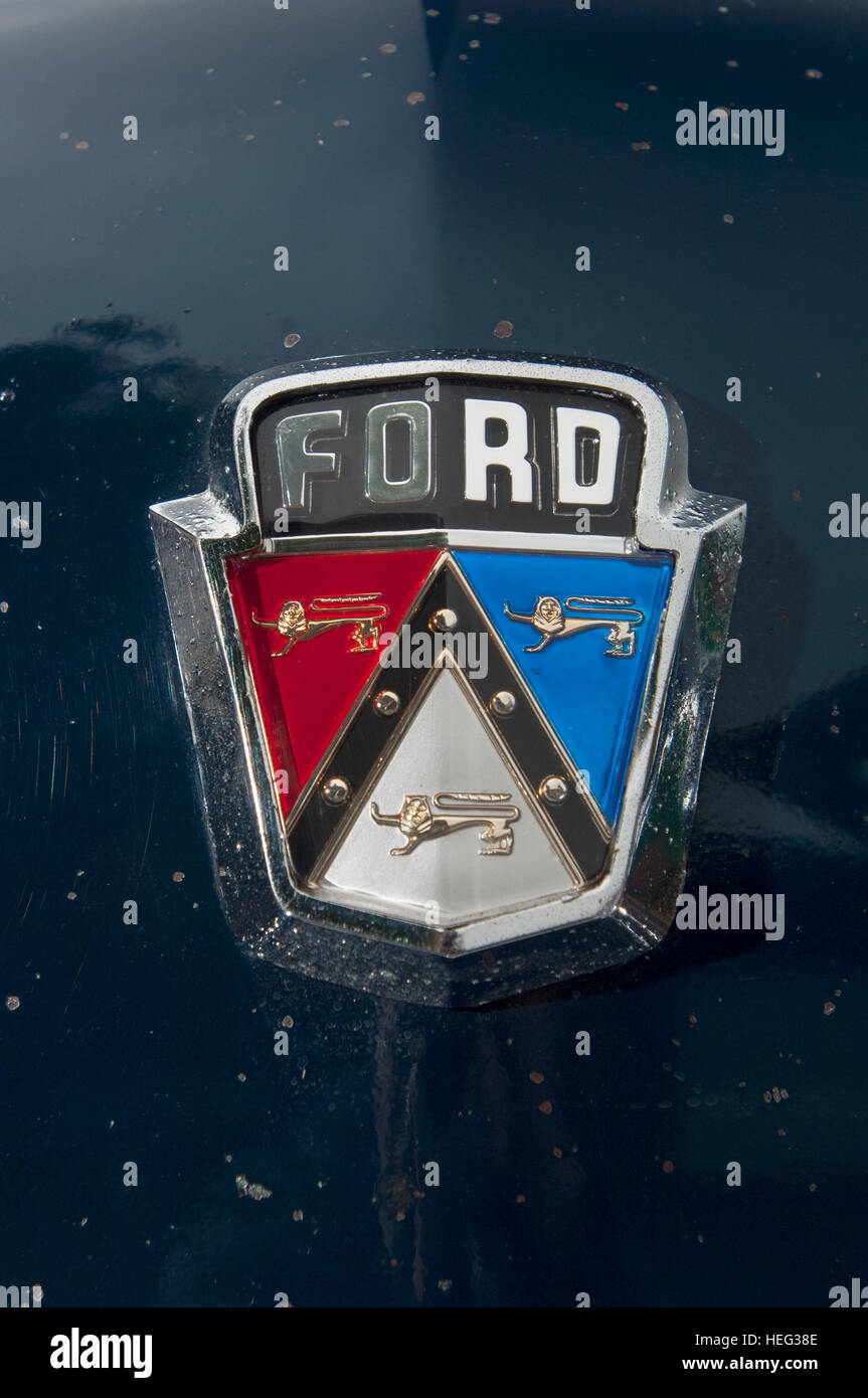 bonnet badge on a 1952 Ford Mainline American sun bleach patina'd ...