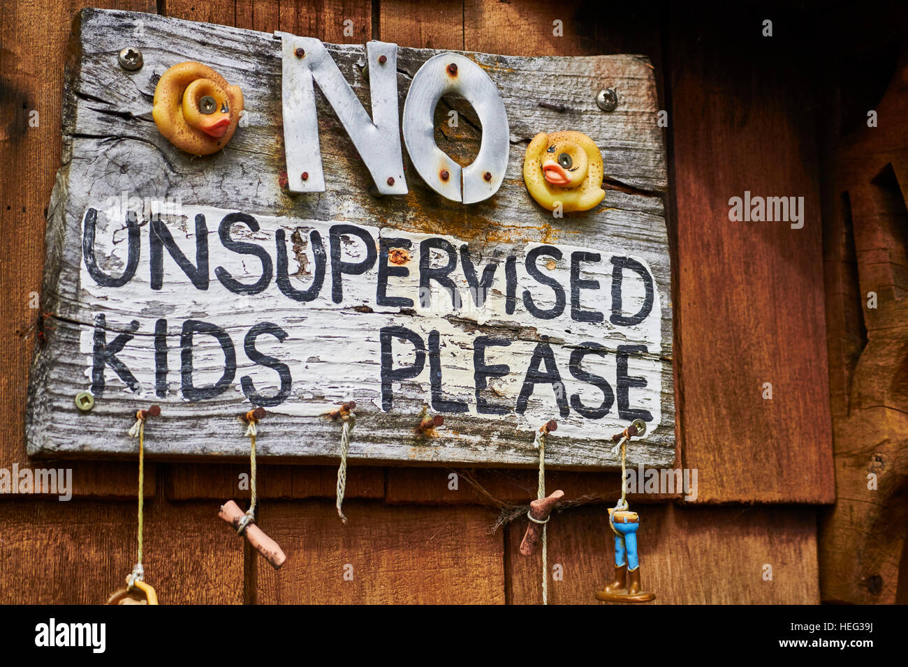 Neuseeland, SÃ¼dinsel, Holzschild, no unsupervised kids please, DIY ...