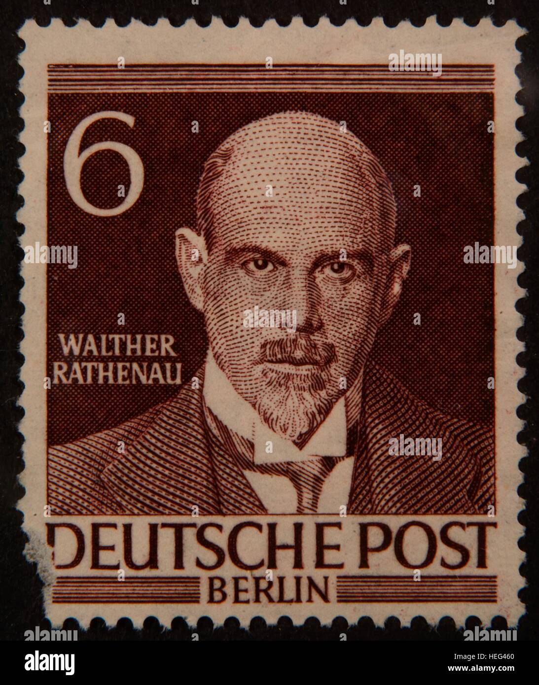 Walter Rathenau, German statesman, portrait on 1952 German stamp Stock ...
