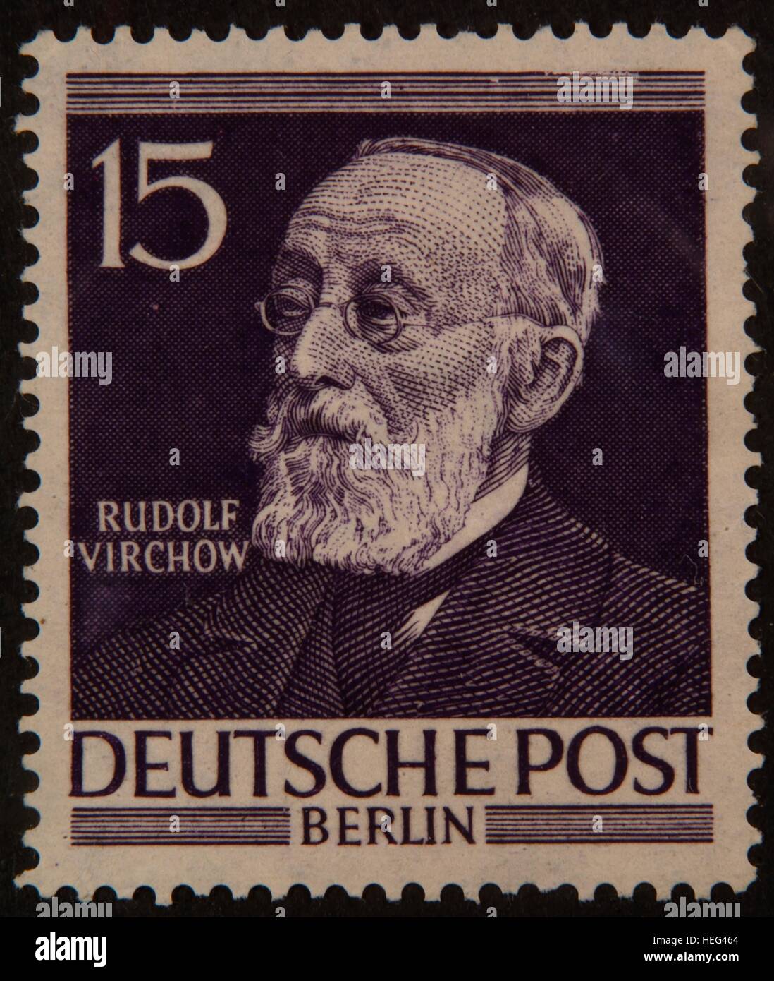 Rudolf Virchow, German physician, portrait on 1952 German stamp Stock ...