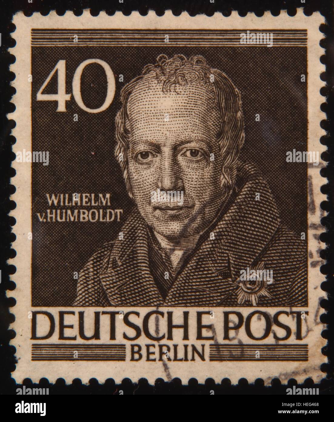 Wilhelm von Humboldt, Prussian philosopher, portrait on 1952 German ...