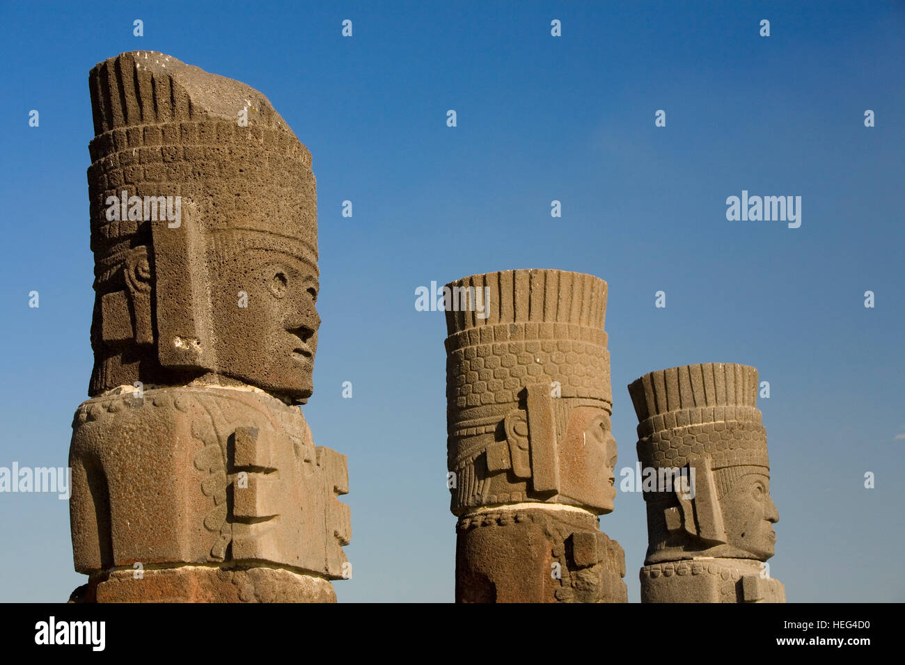Atlantean figures, Tula, Aztec archeological site, Tula de Allende ...