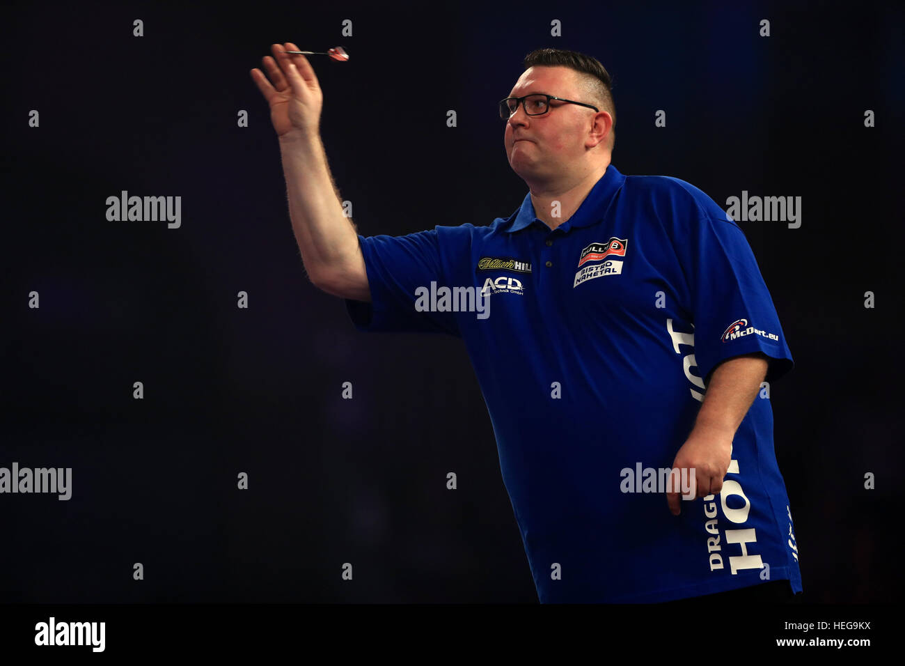 Dragutin Horvat during his match against Simon Whitlock during day six ...