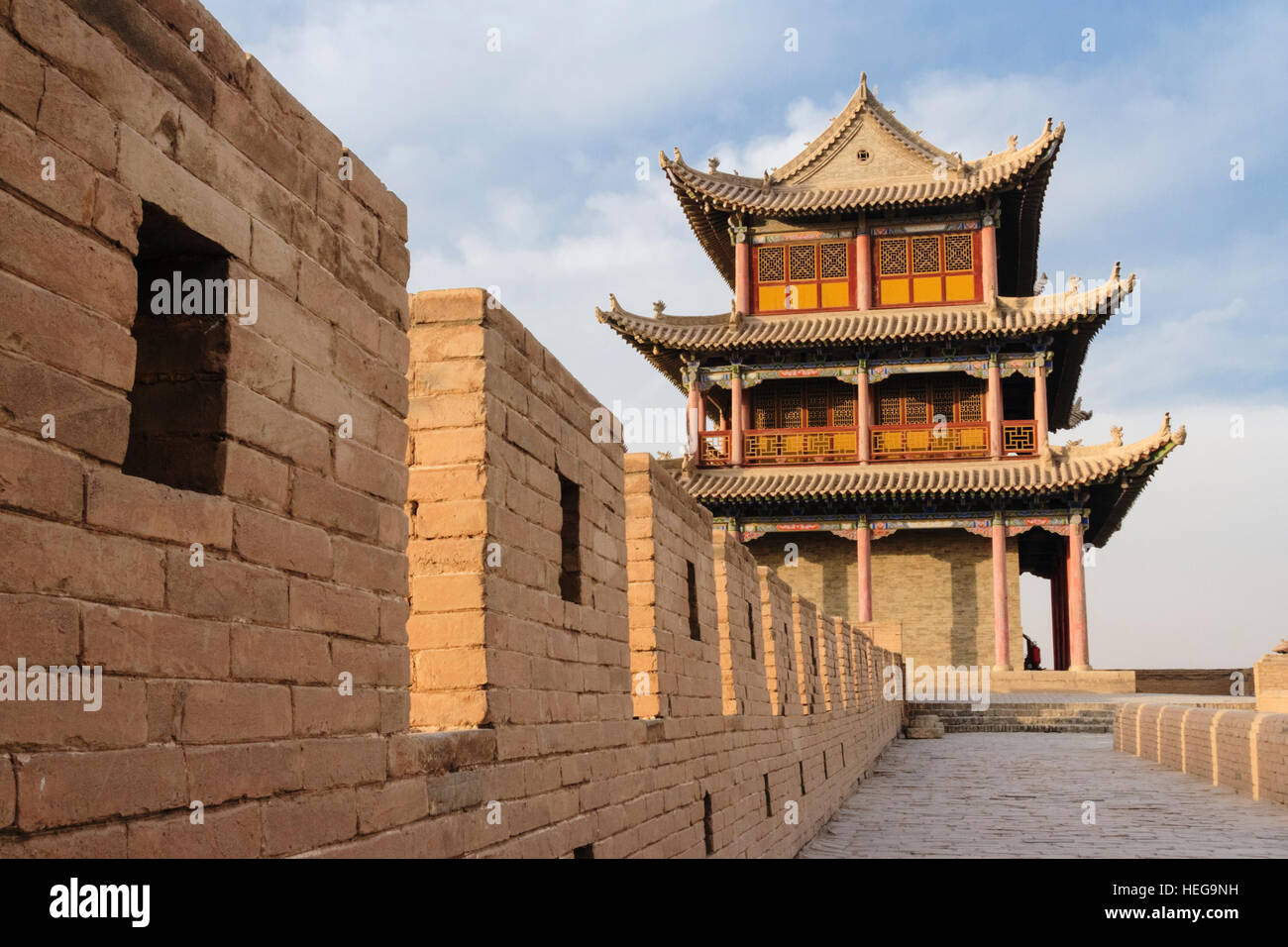 Jiayuguan fort at the western confine of the Great Wall. Jiayuguan ...