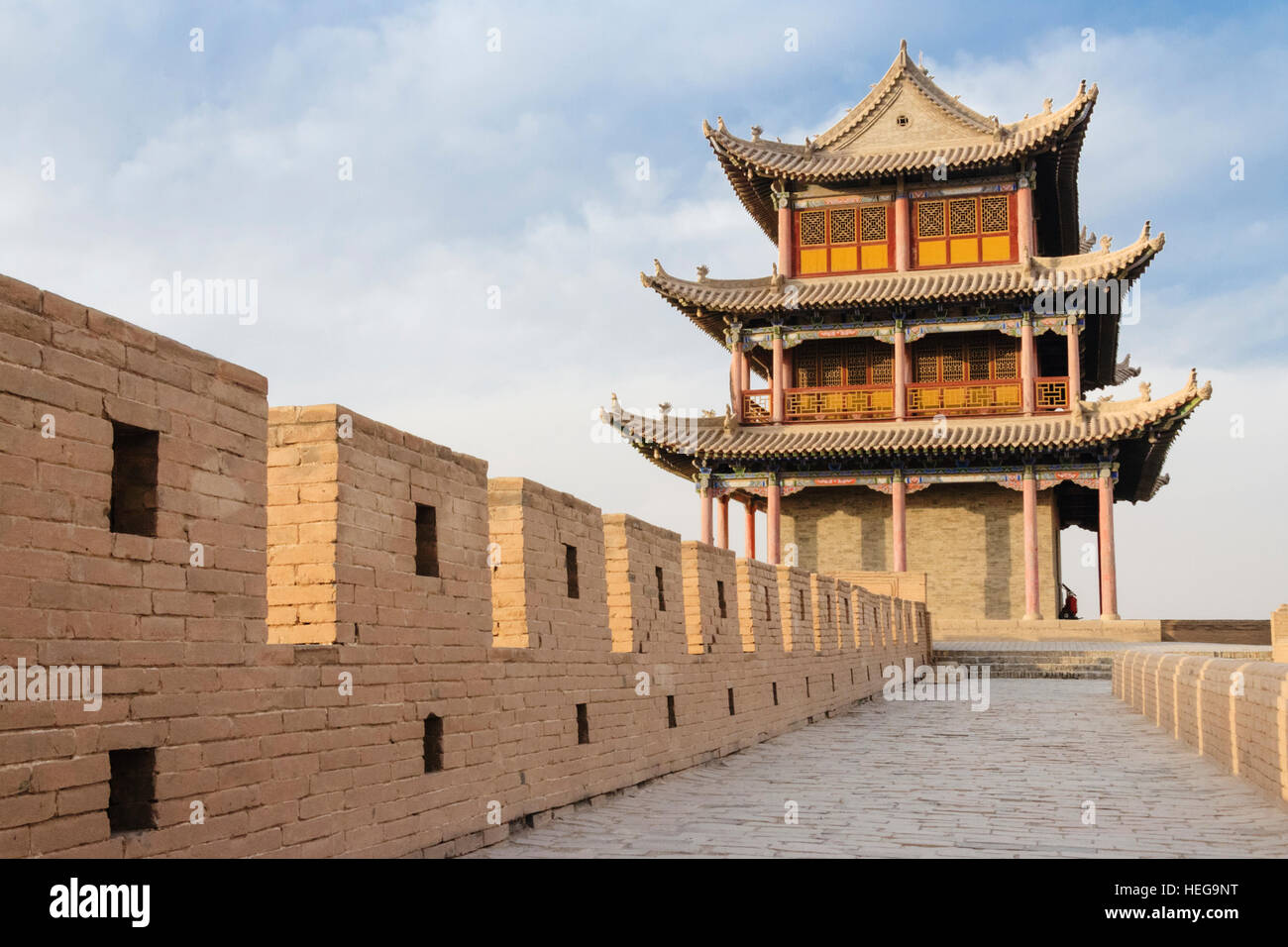 Jiayuguan fort at the western confine of the Great Wall. Jiayuguan ...
