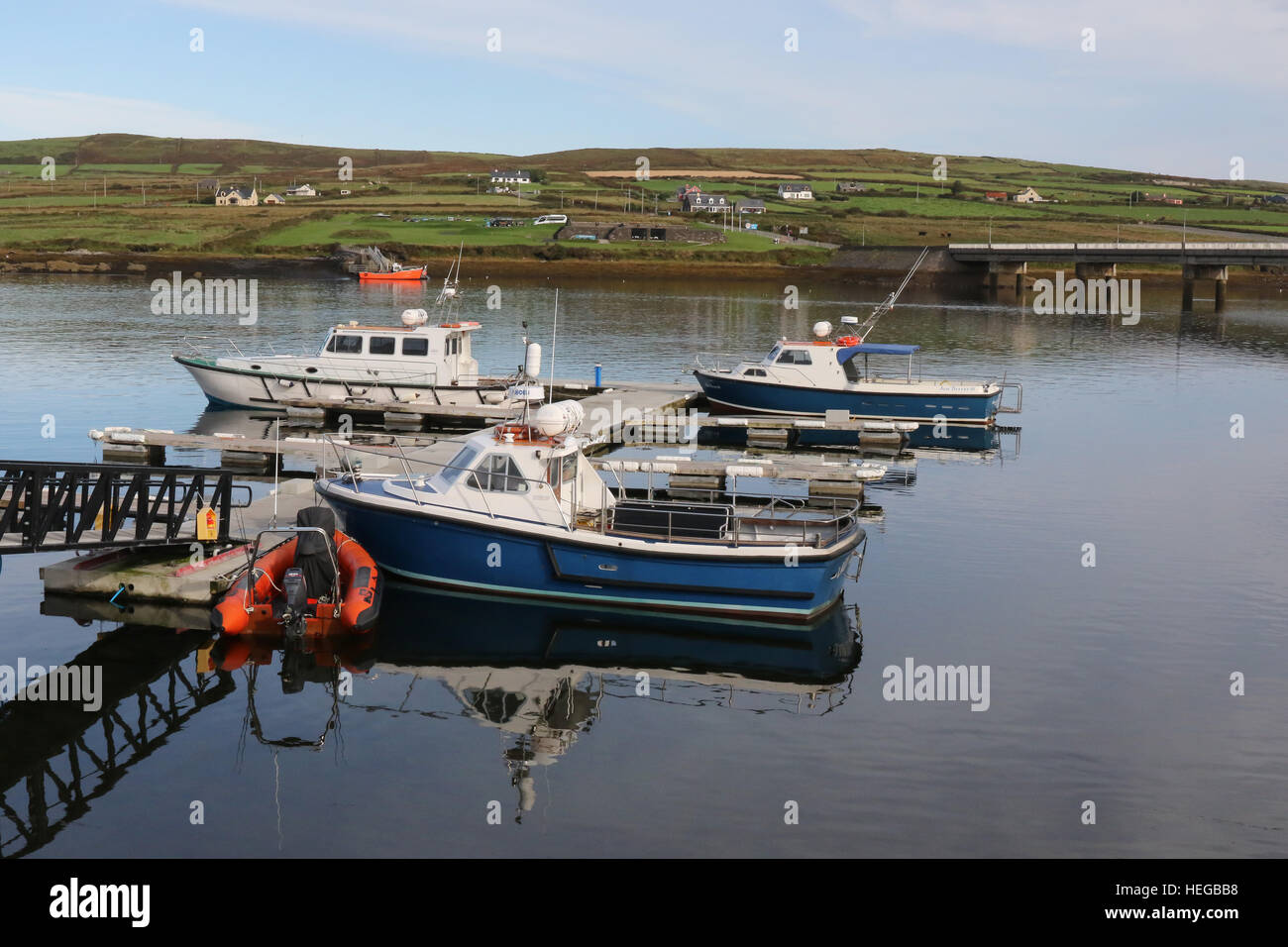 Portmagee Harbour, County Kerry, Ireland with Valentia Island in the ...