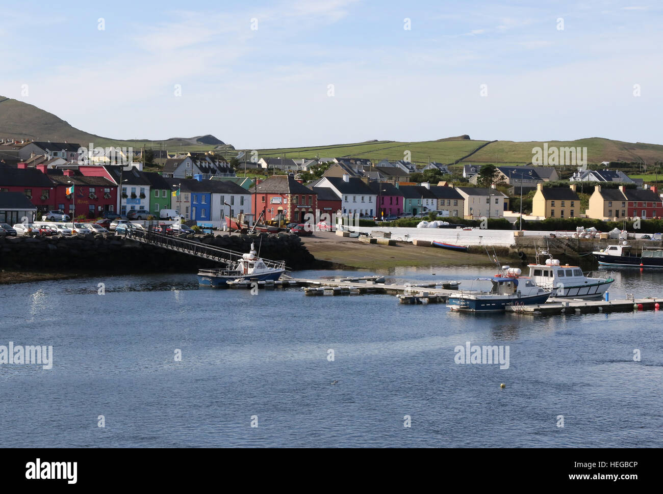 Portmagee Harbour and the village of Portmagee in County Kerry, Ireland ...