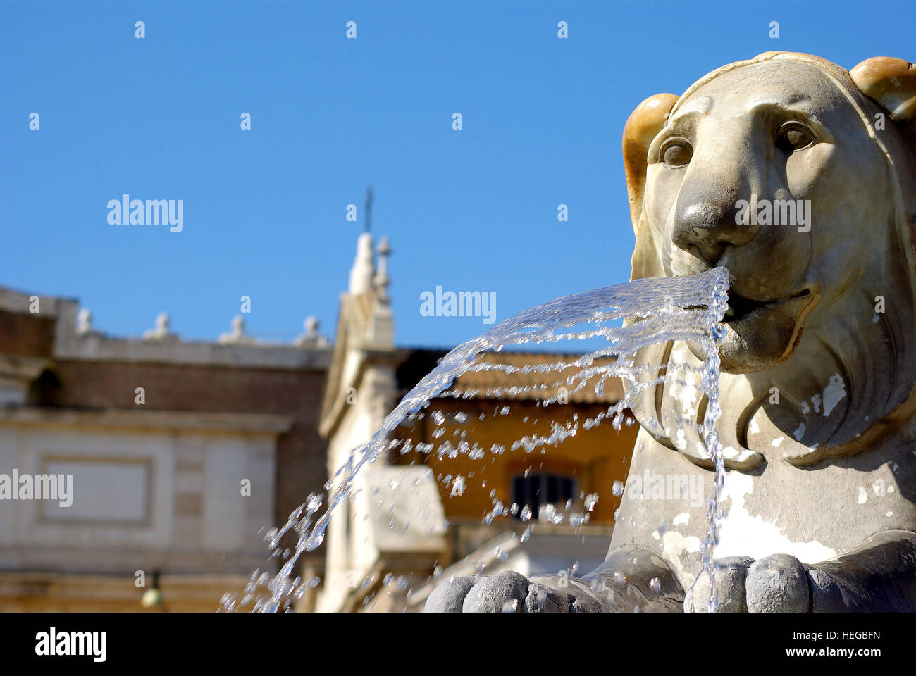 A lion at Piazza Popolo Stock Photo - Alamy
