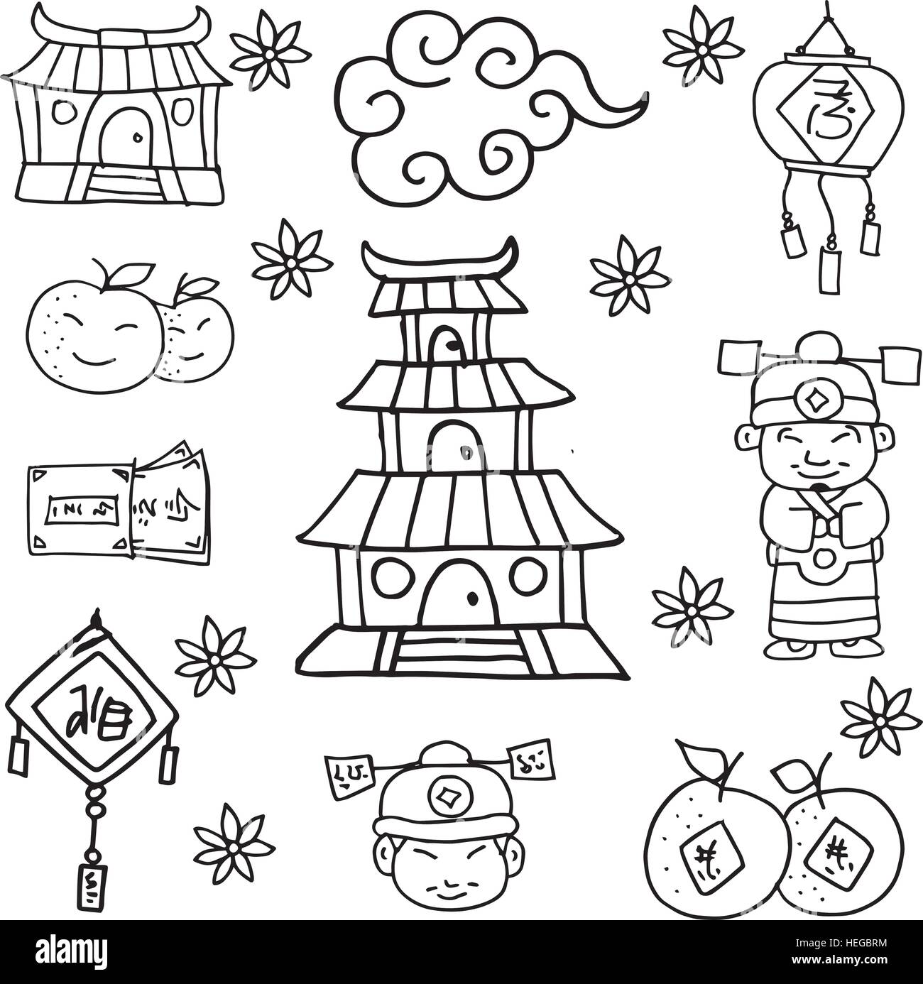 Collection Chinese hand draw of doodles Stock Vector Image & Art - Alamy