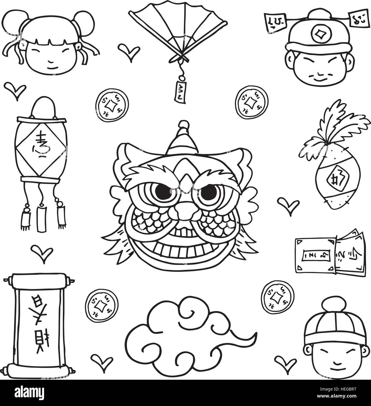 Illustration chinese new year doodles hi-res stock photography and ...