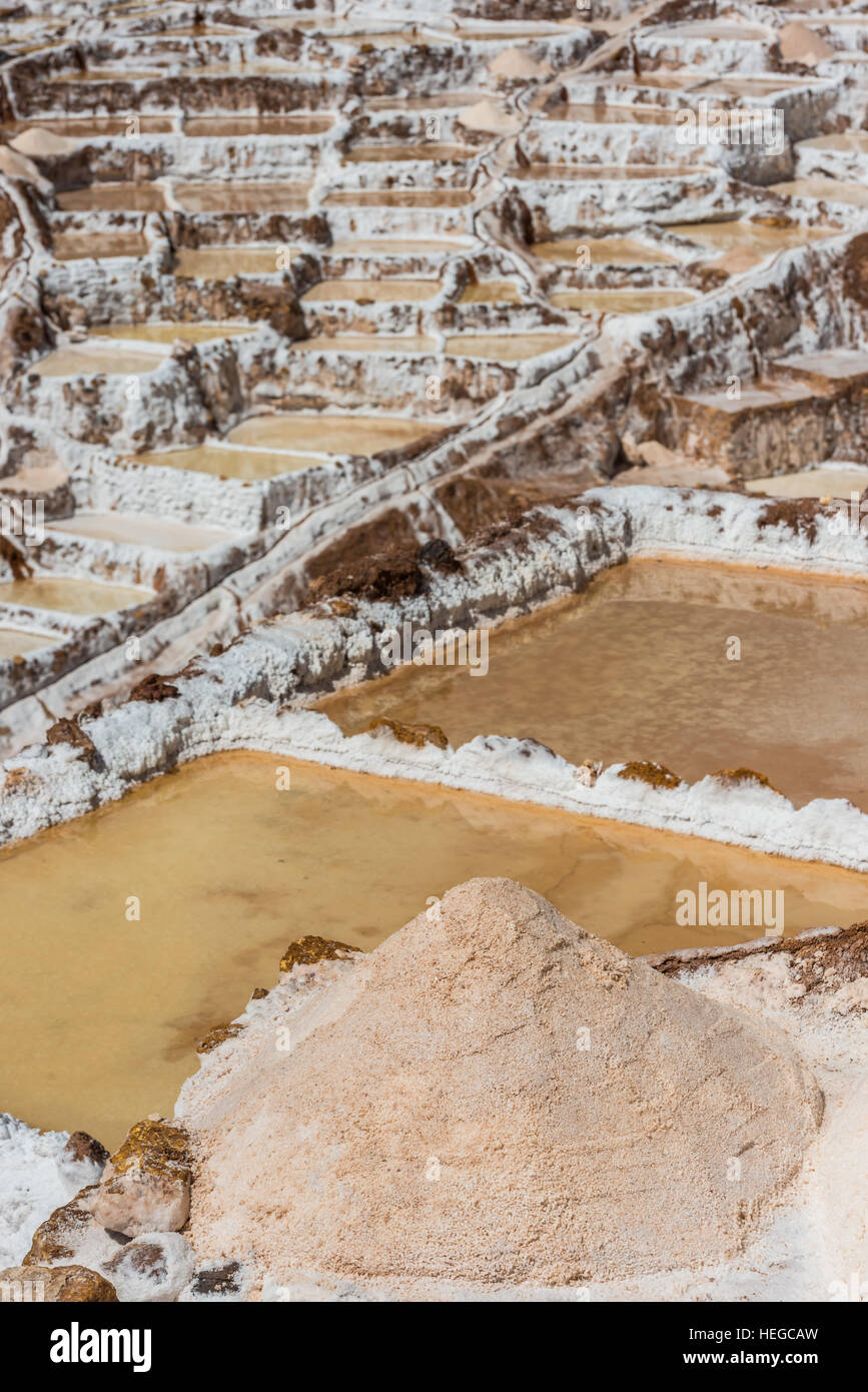 Maras salt mines in the peruvian Andes at Cuzco Peru Stock Photo - Alamy