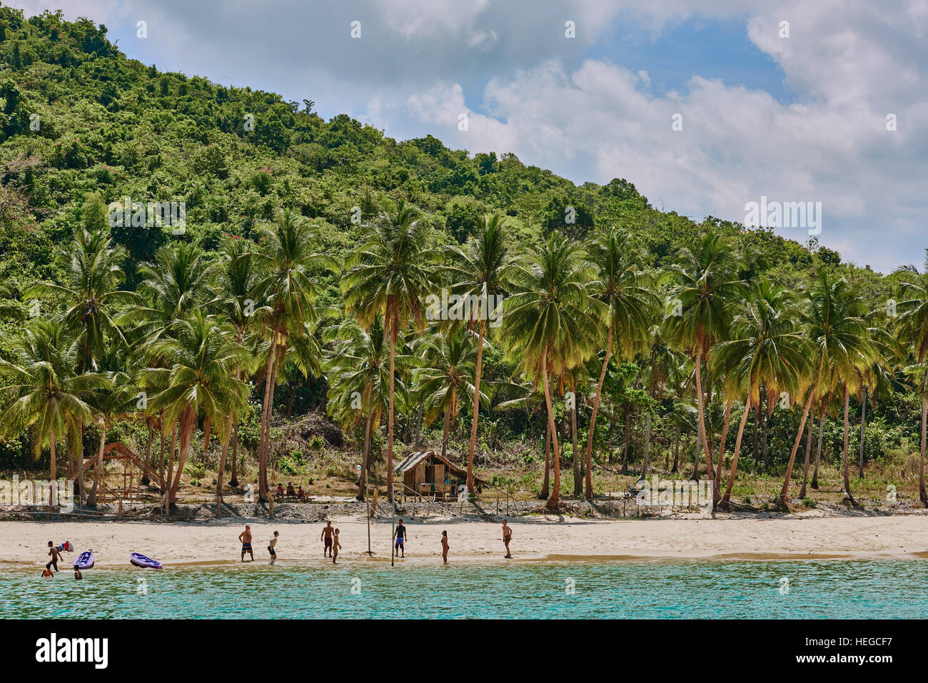 Nacapan Palawan Philippines-April 5, 2015 :islands people playing on ...