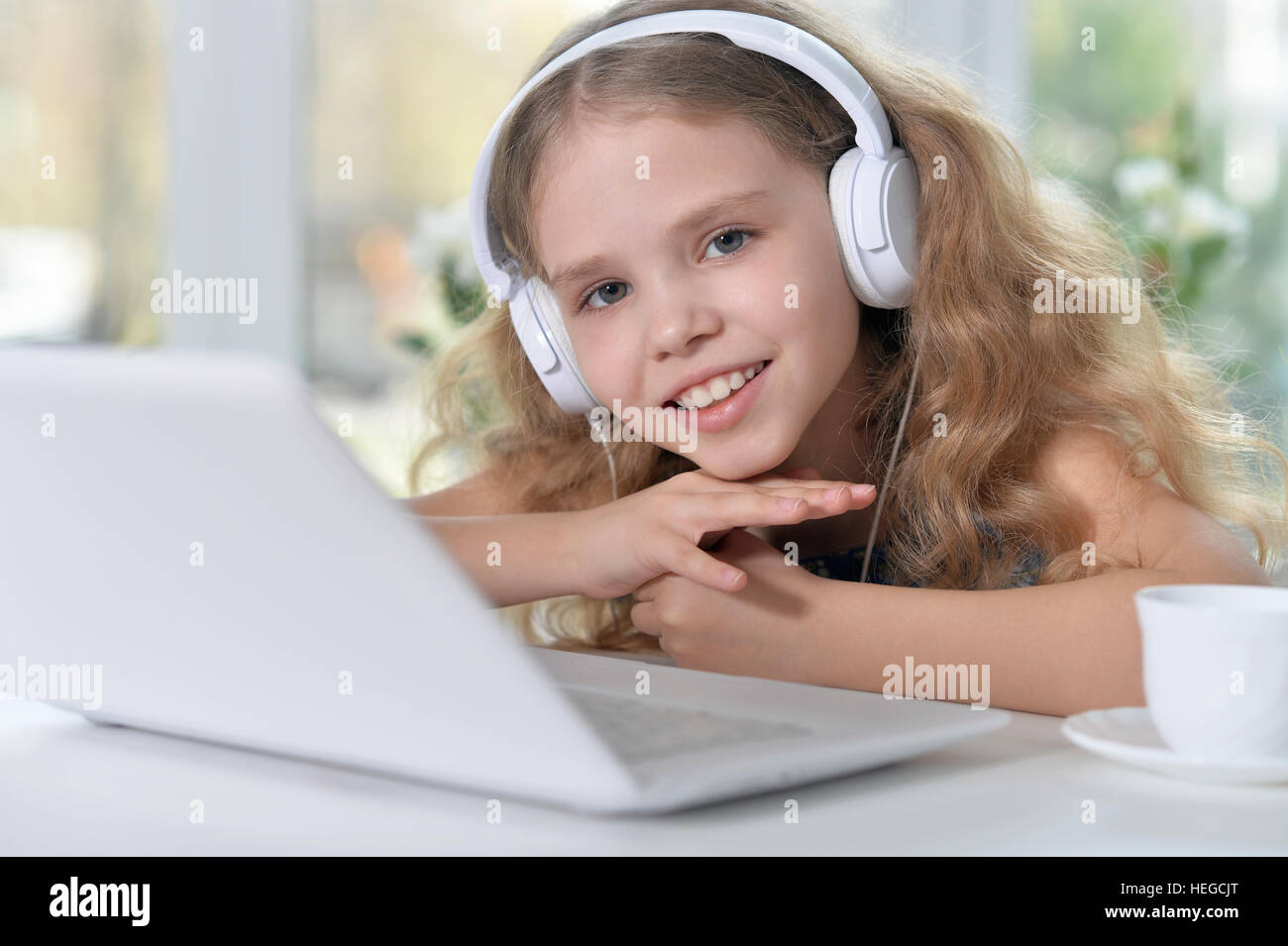 cute girl listening to music Stock Photo - Alamy
