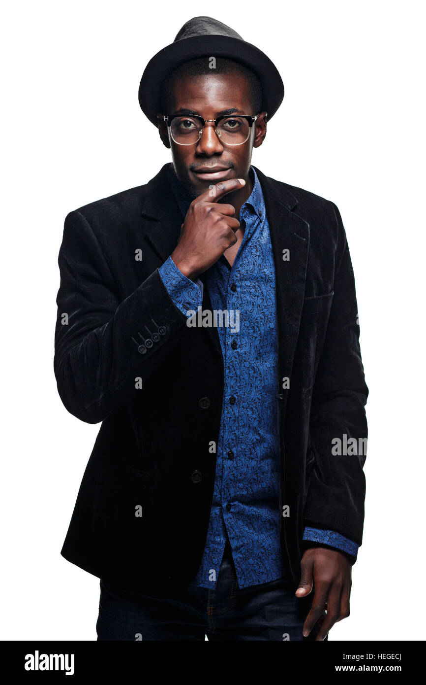 The thinking black man Stock Photo - Alamy