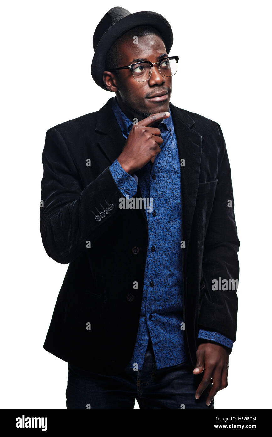 The thinking black man Stock Photo - Alamy