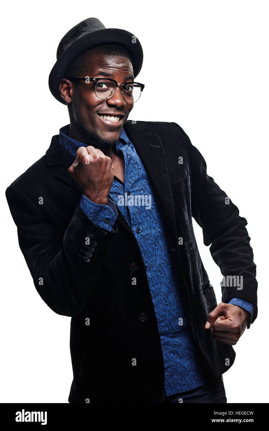 The black man with happy expression Stock Photo - Alamy