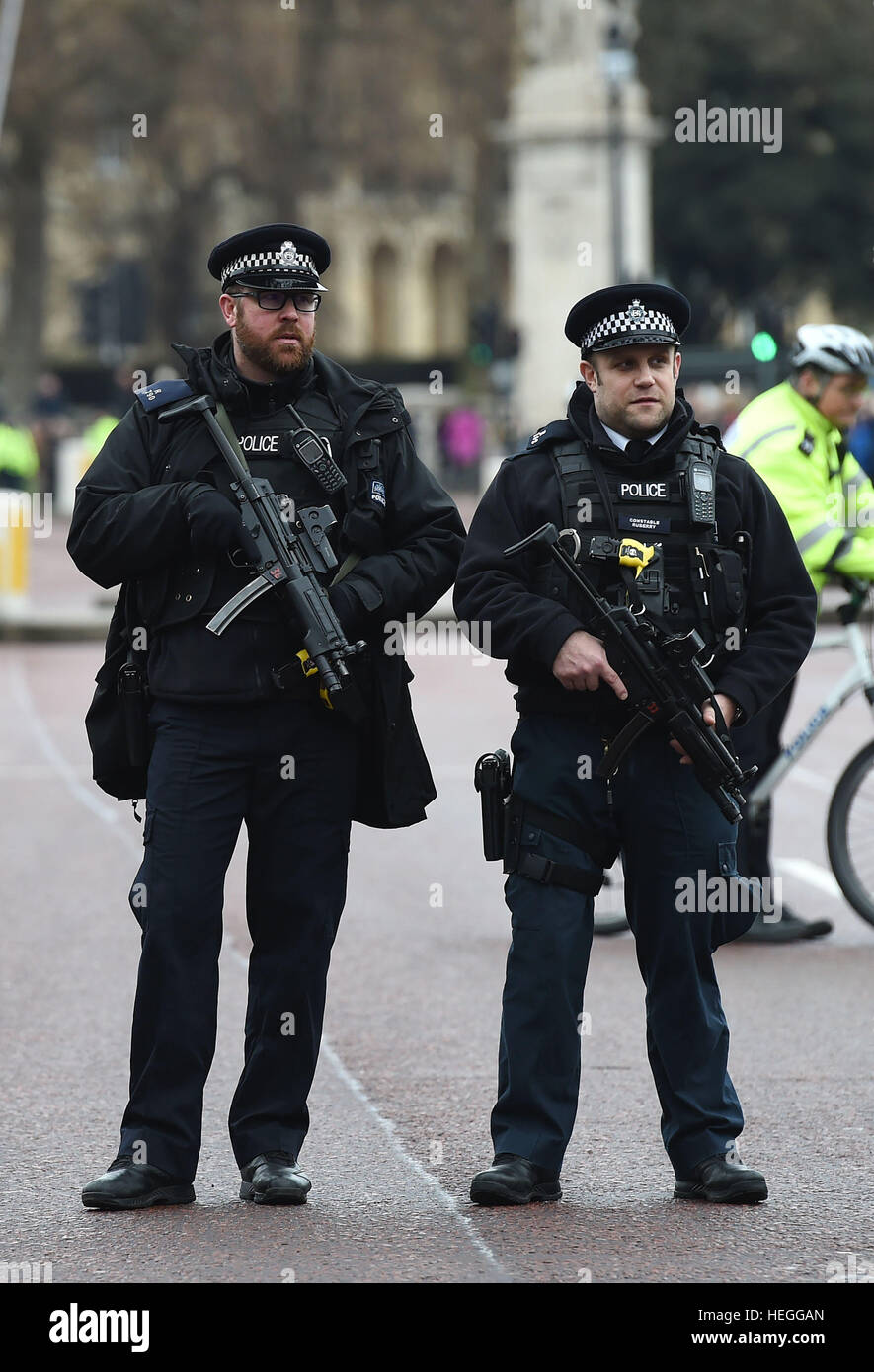 Armed police outside Buckingham Palace in London during the Changing of ...