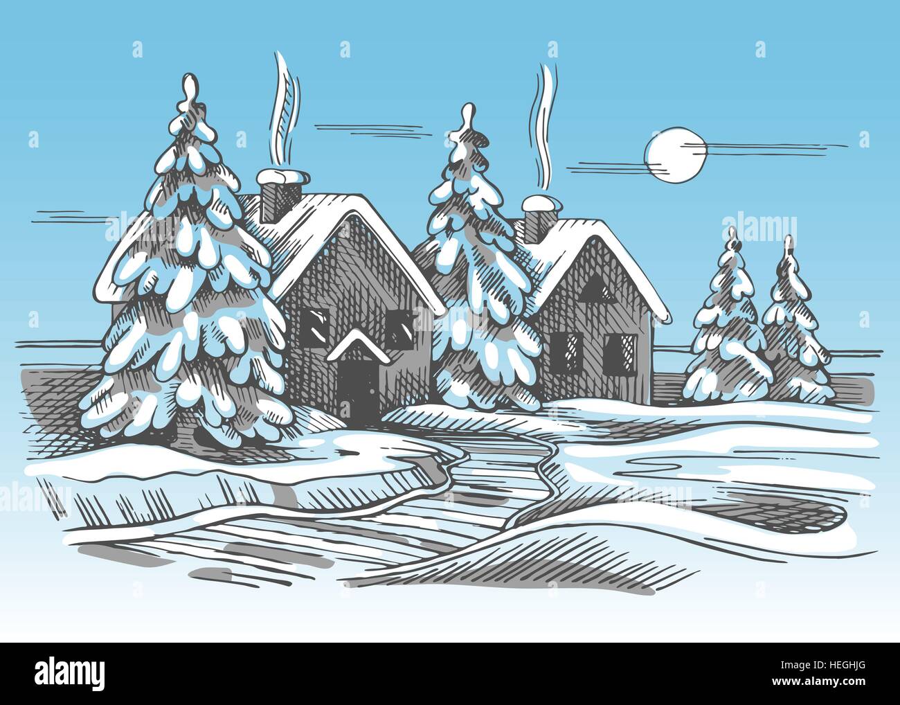 Christmas card tree sketch Stock Vector Images - Alamy