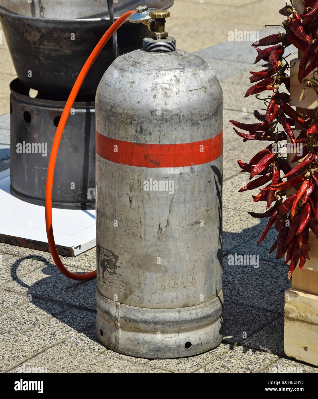 Gas container for cooking outdoor Stock Photo - Alamy