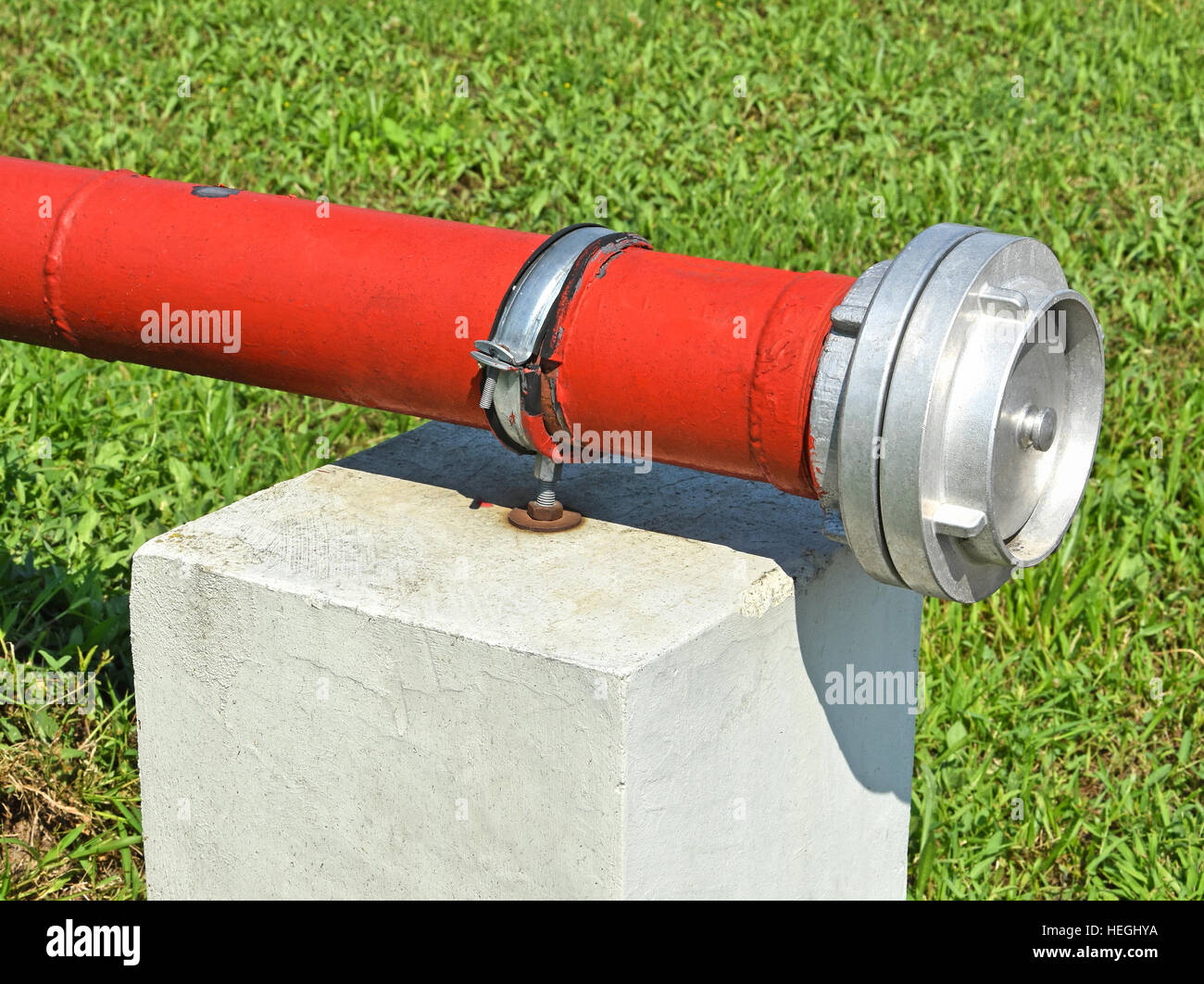 Pipeline and connector of the fire hose Stock Photo - Alamy
