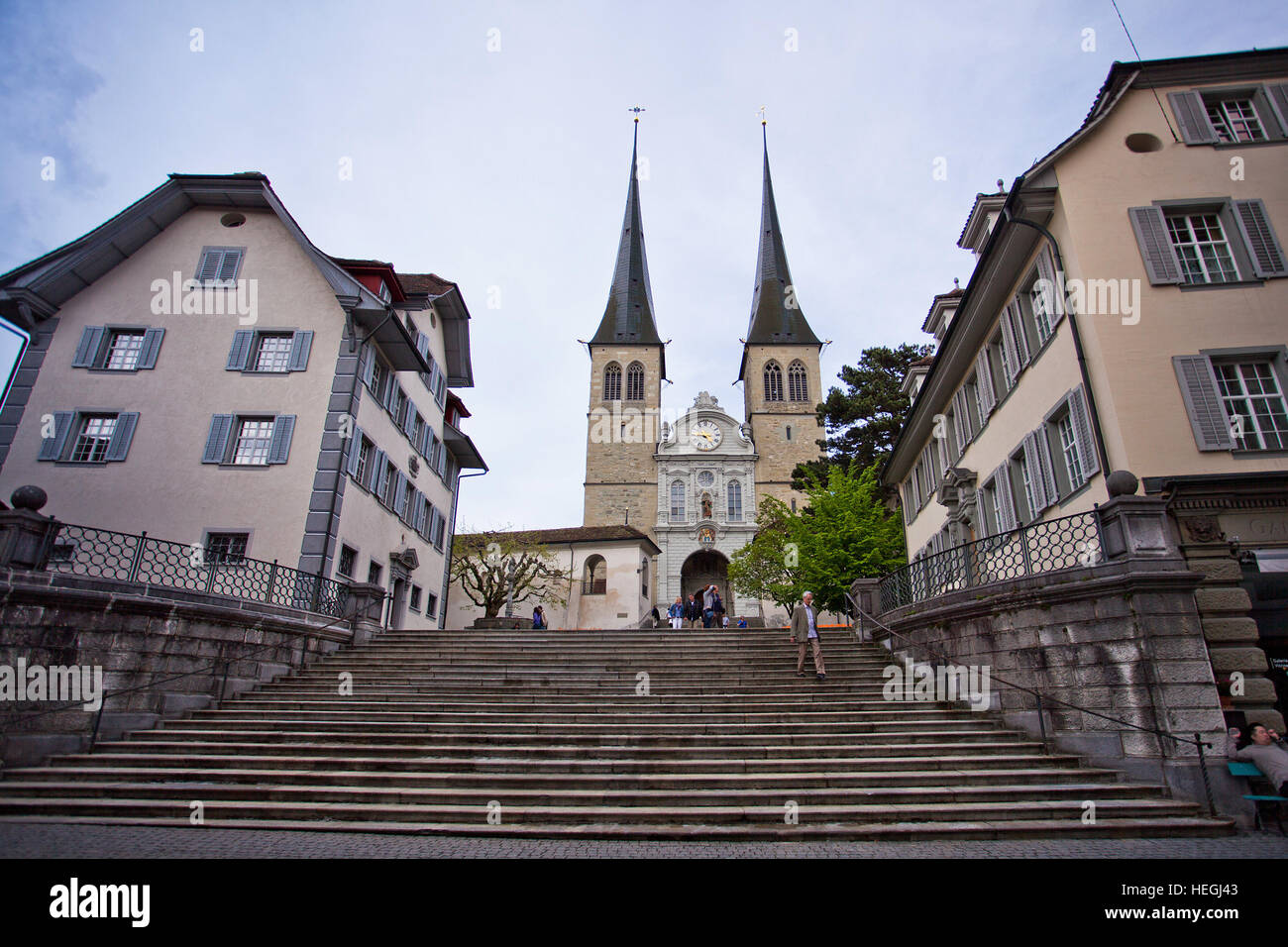 St. Leodegar church in lucerne swiss view from the stairs Stock Photo ...