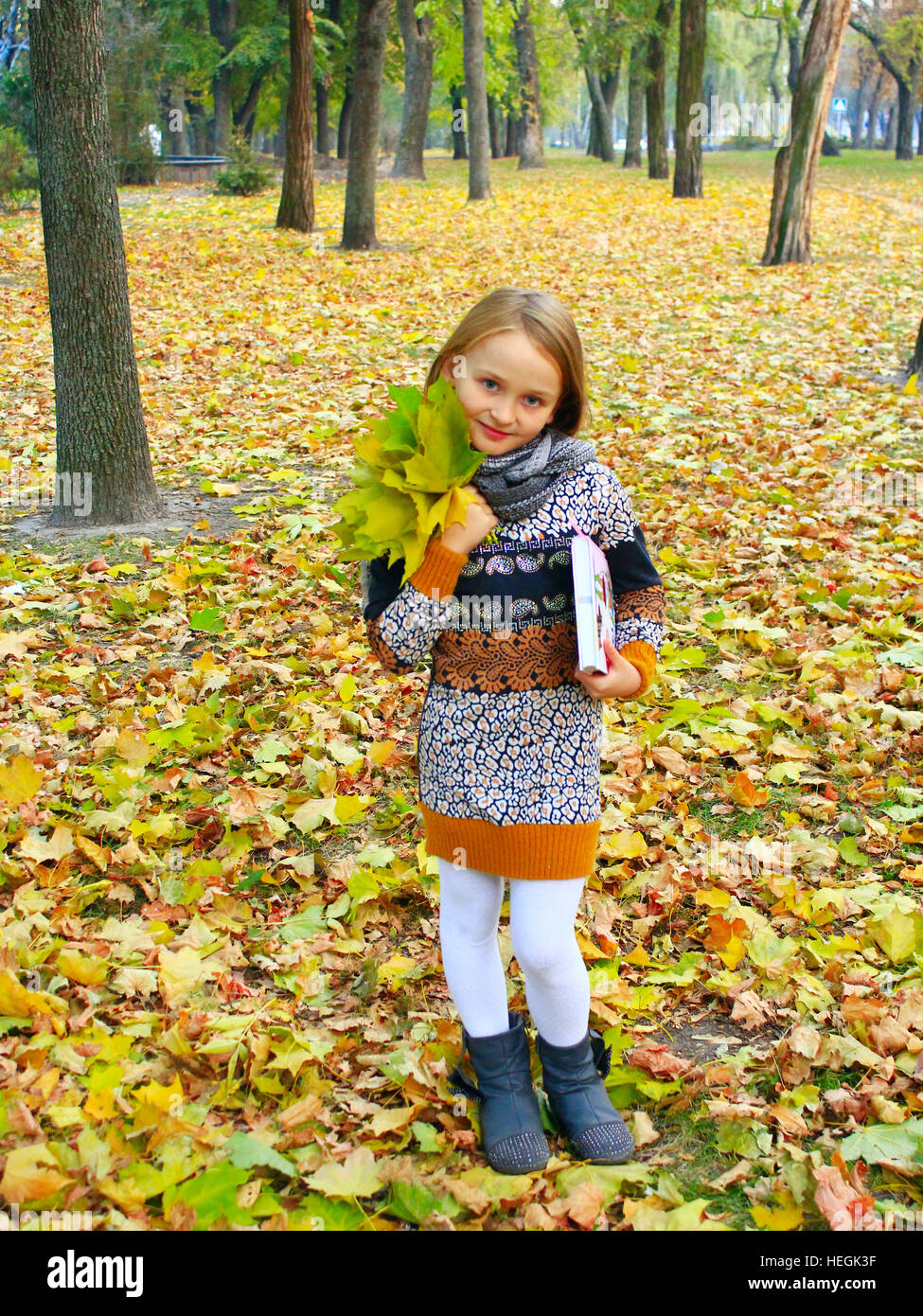 Child looking at ground leaves hi-res stock photography and images - Alamy