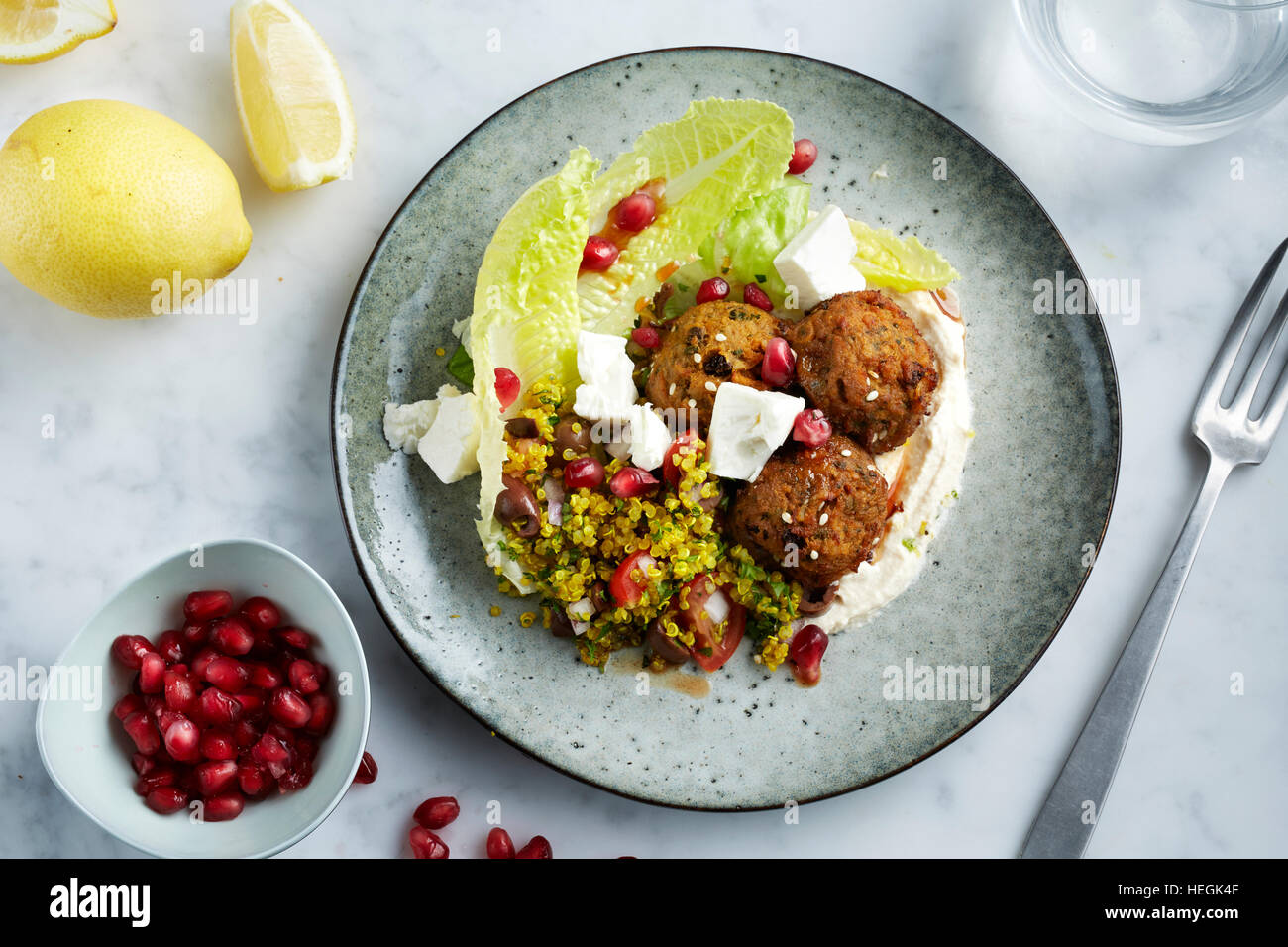 felafel plate small tahini chick pea fried Stock Photo - Alamy