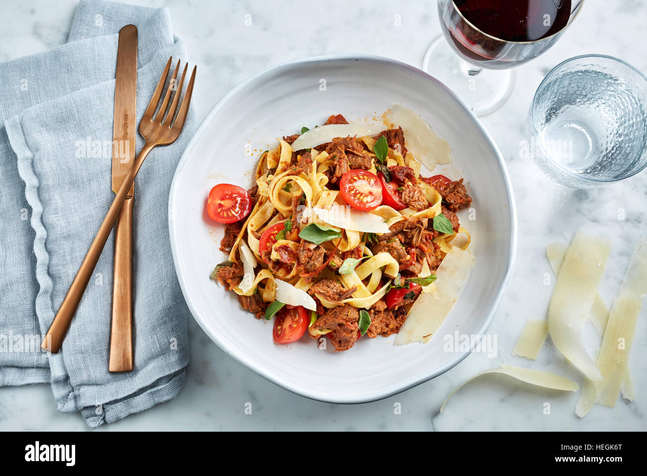 Beef ragu tagliatelle Italian pasta Stock Photo - Alamy