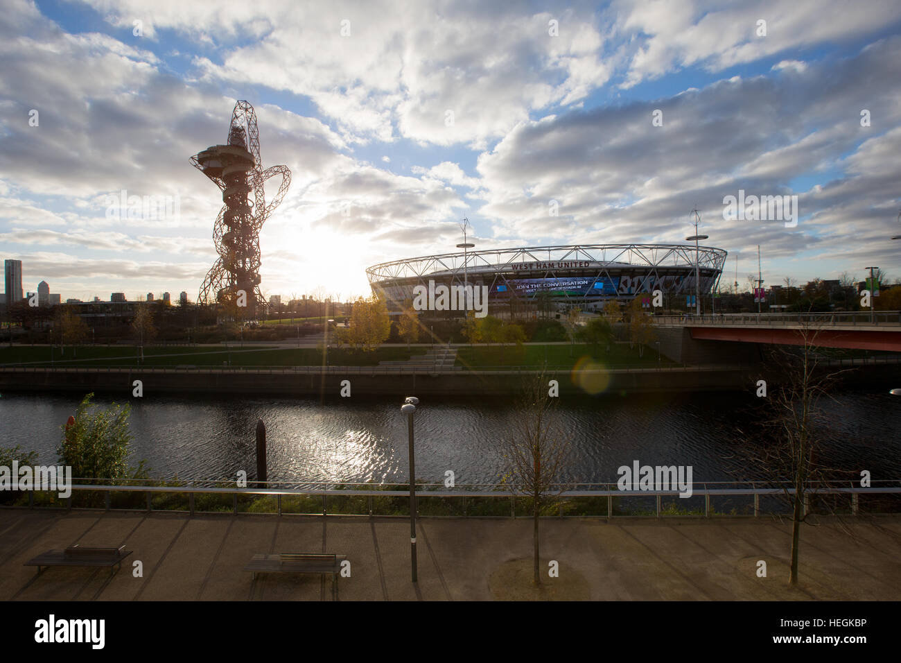 A general exterior view of the London Stadium during the Premier League ...