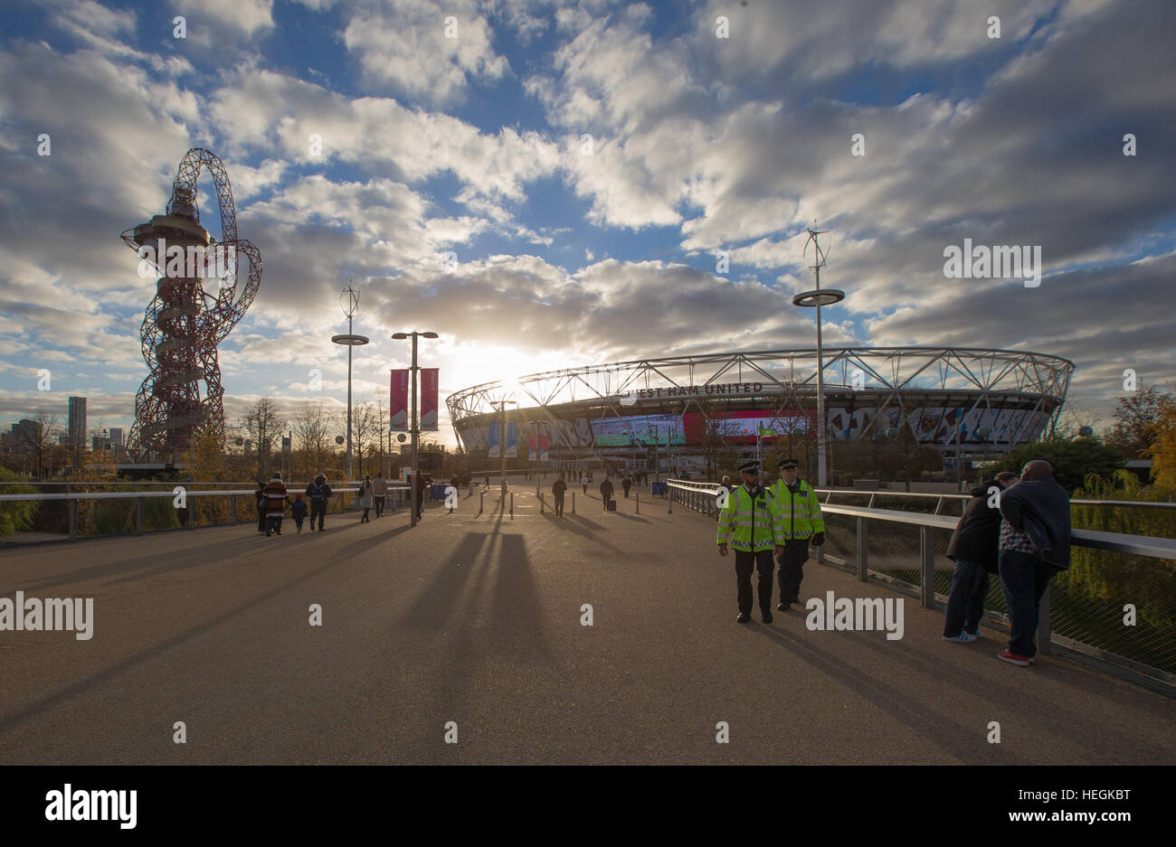 A general exterior view of the London Stadium during the Premier League ...