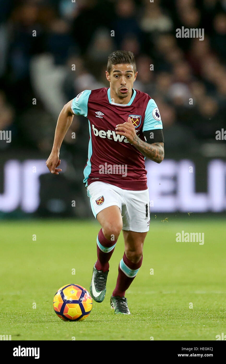 West Ham United's Manuel Lanzini during the Premier League match at the ...