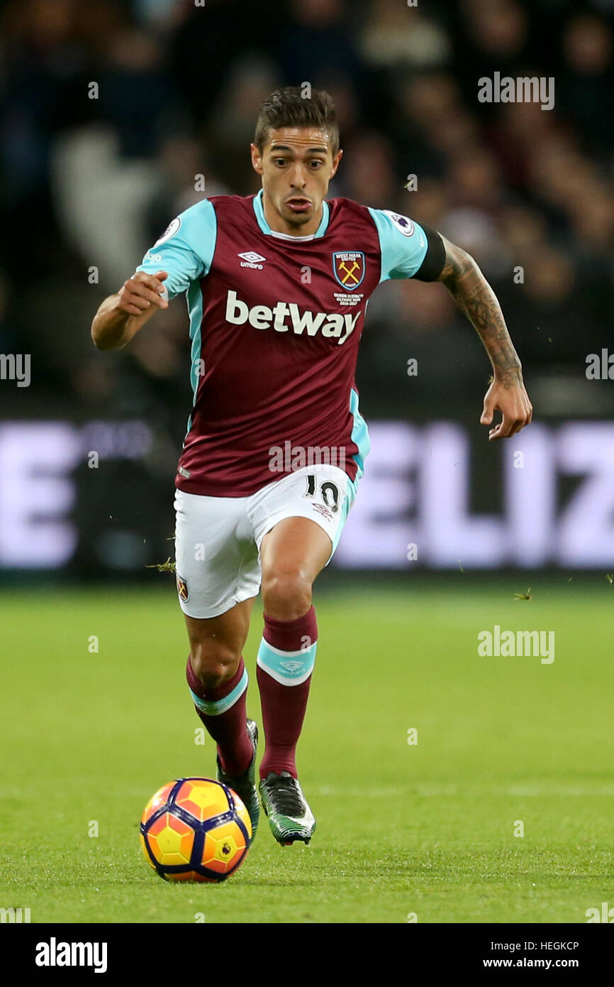 West Ham United's Manuel Lanzini during the Premier League match at the ...