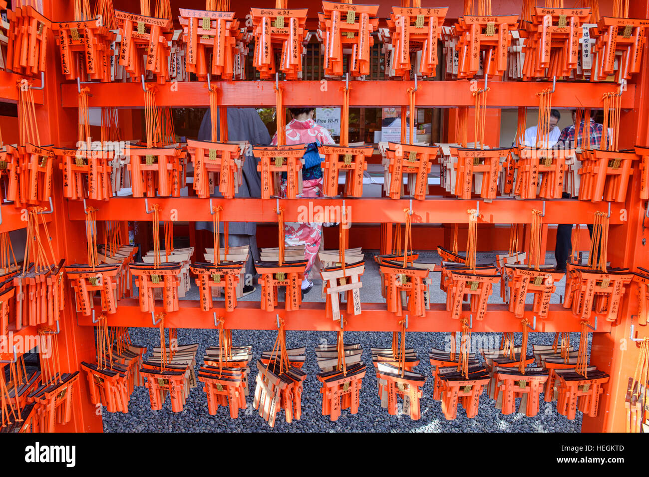 Miniature torii gate souvenirs and good luck charms at Fushimi Inari ...