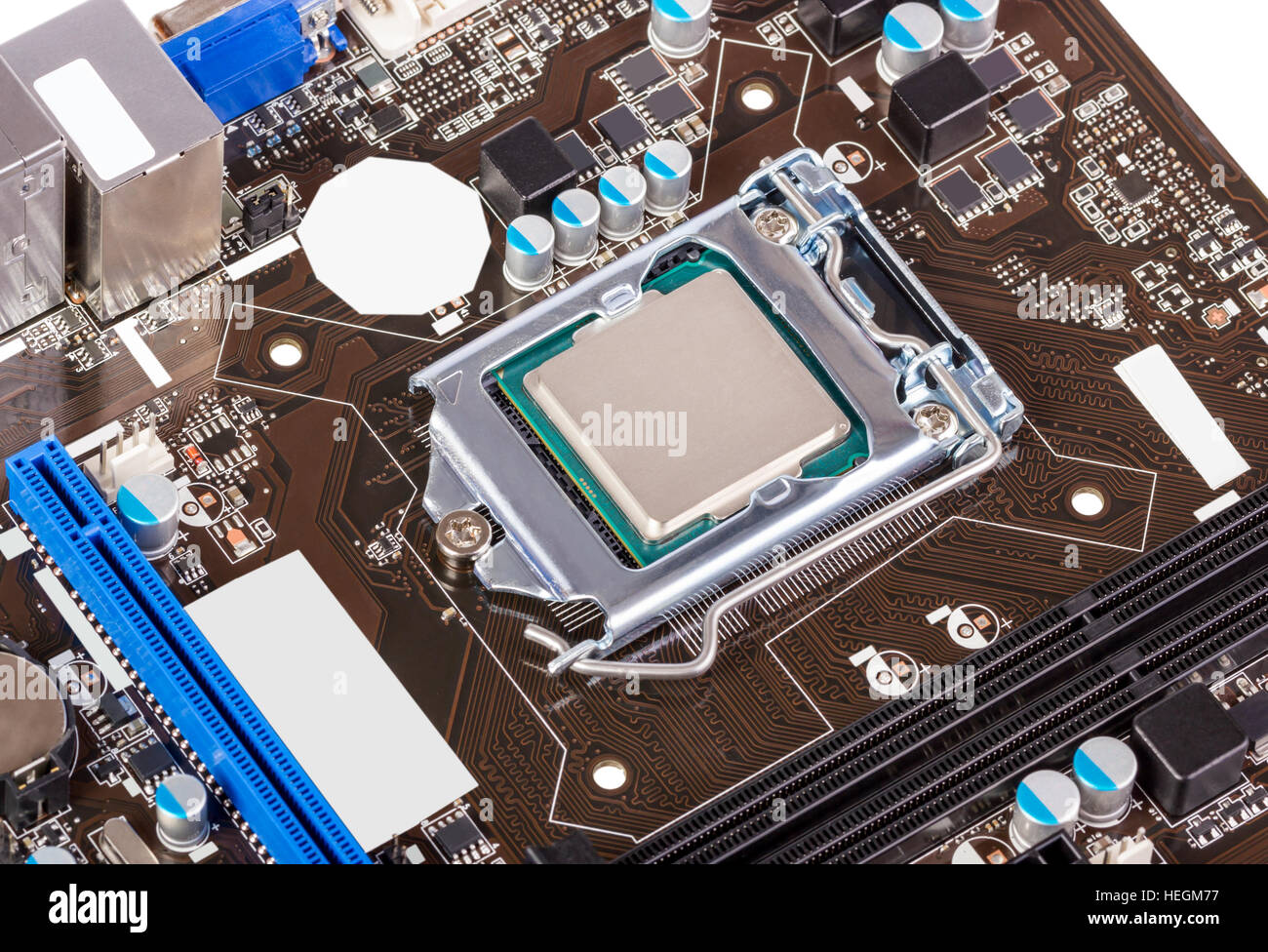 CPU socket on motherboard with installed a processor Stock Photo - Alamy