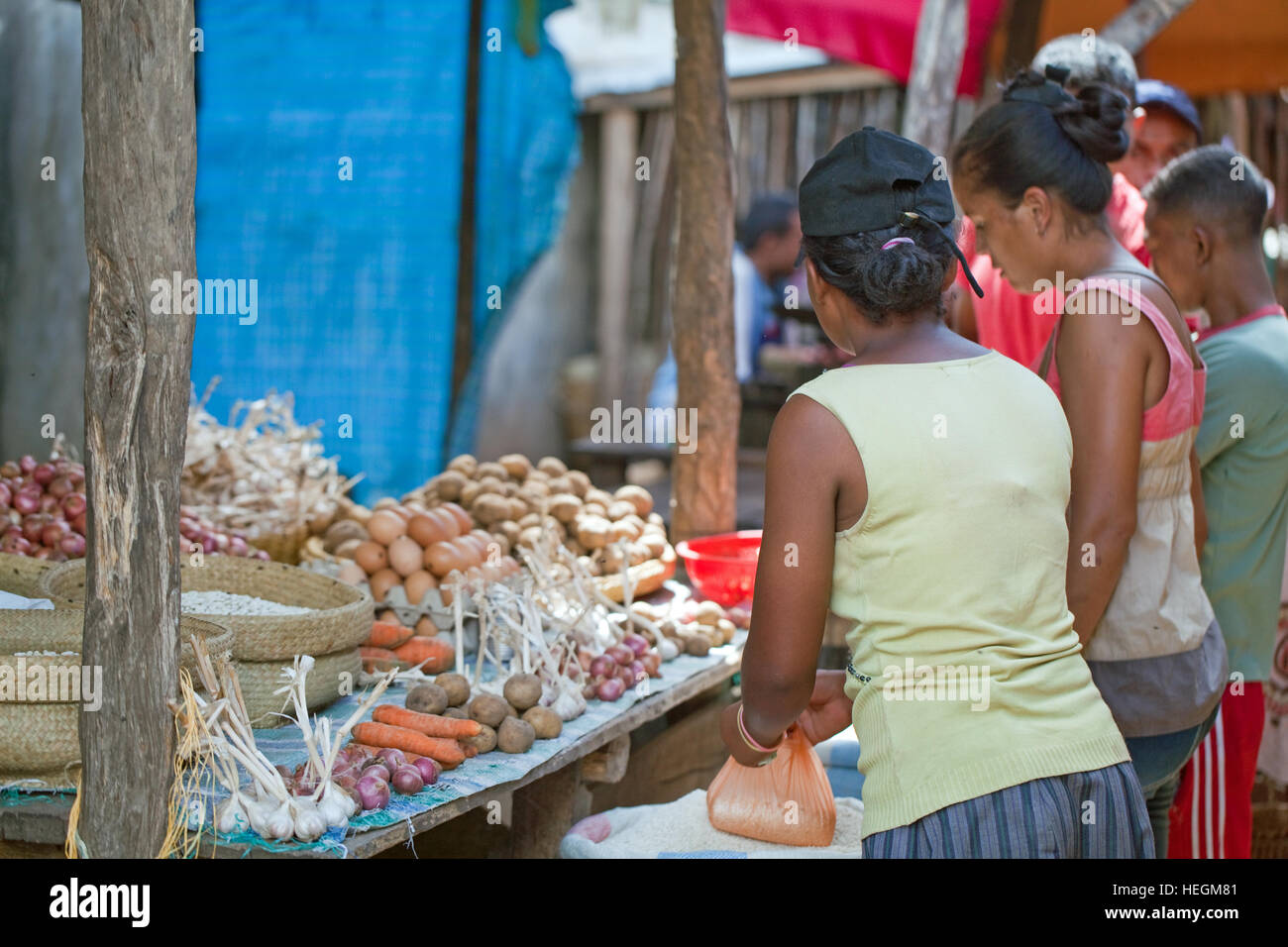 Market stalls. Roadside Market. Sambava. Northeast coast. Madagascar ...