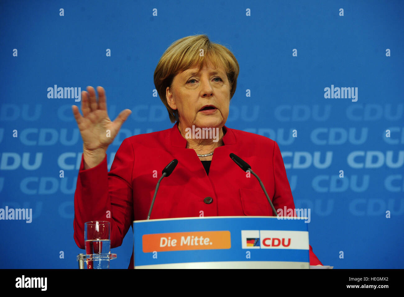 German Chancellor Angela Merkel announcing that she will run for a ...