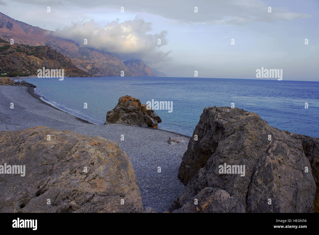 Boulders on the beach on the island of Crete Stock Photo - Alamy